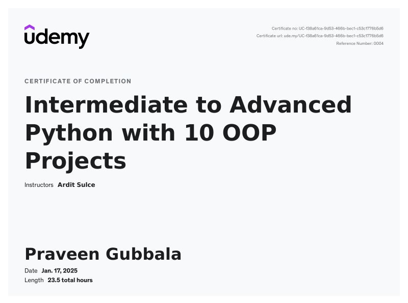 Praveen Gubbala on LinkedIn: #python #oop #pythonprogramming # ... Praveen Gubbala on LinkedIn: #python #oop #pythonprogramming # ...