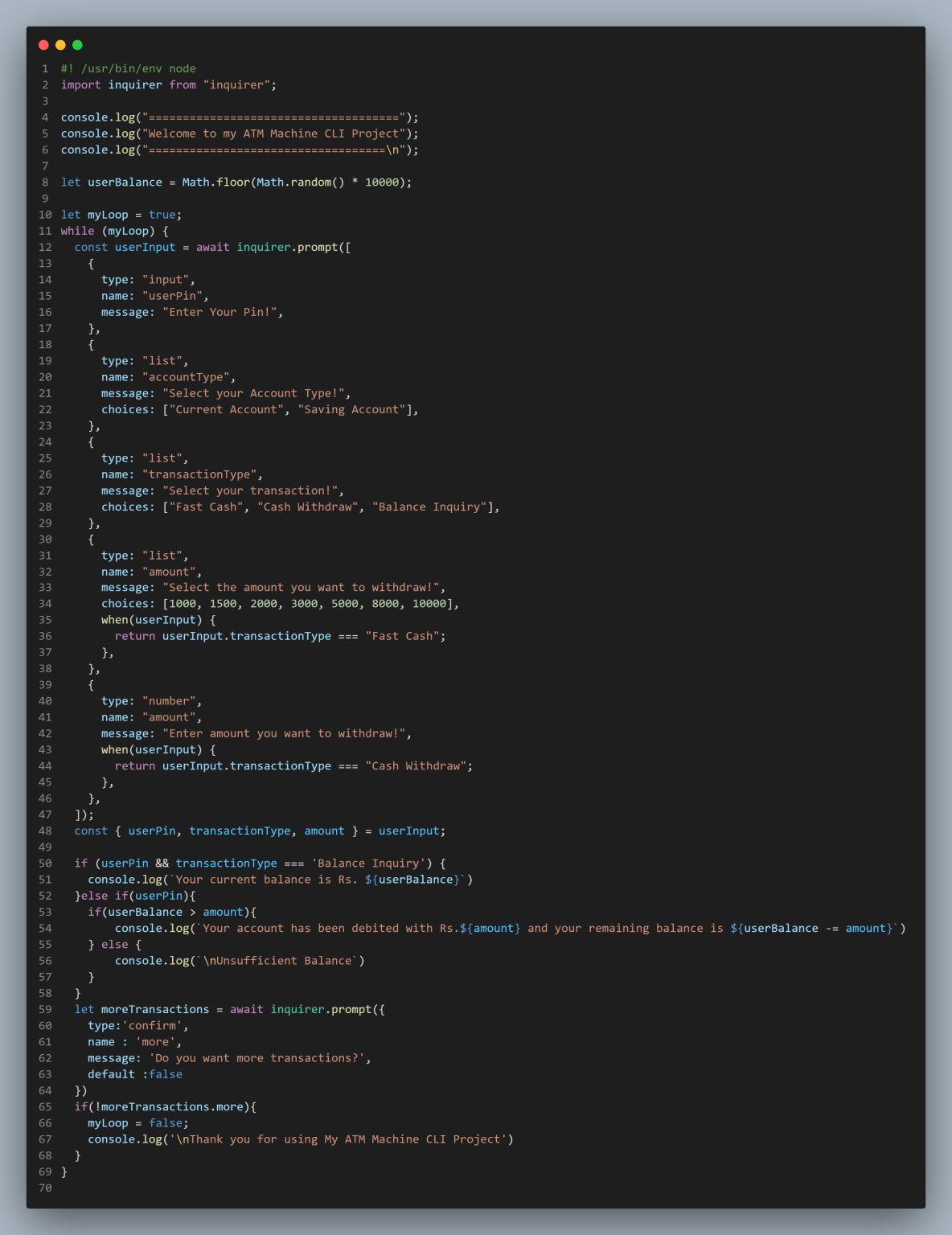 Aqeel Ahmed Baloch on LinkedIn: ATM Machine CLI Project npx aqeel_atm ... Aqeel Ahmed Baloch on LinkedIn: ATM Machine CLI Project npx aqeel_atm ...