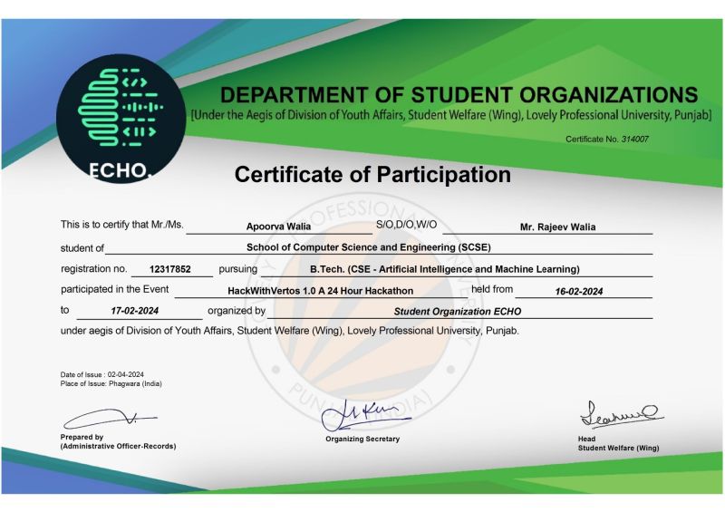 Apoorva Walia on LinkedIn: #hackathon #hackathoncertificate #innovation ... Apoorva Walia on LinkedIn: #hackathon #hackathoncertificate #innovation ...