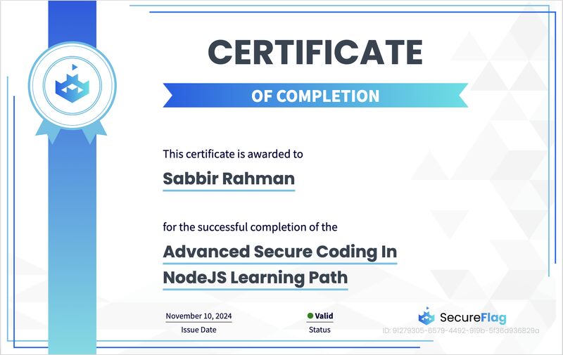 Md Sabbir Rahman on LinkedIn: #nodejs #securecoding #secureflag Md Sabbir Rahman on LinkedIn: #nodejs #securecoding #secureflag
