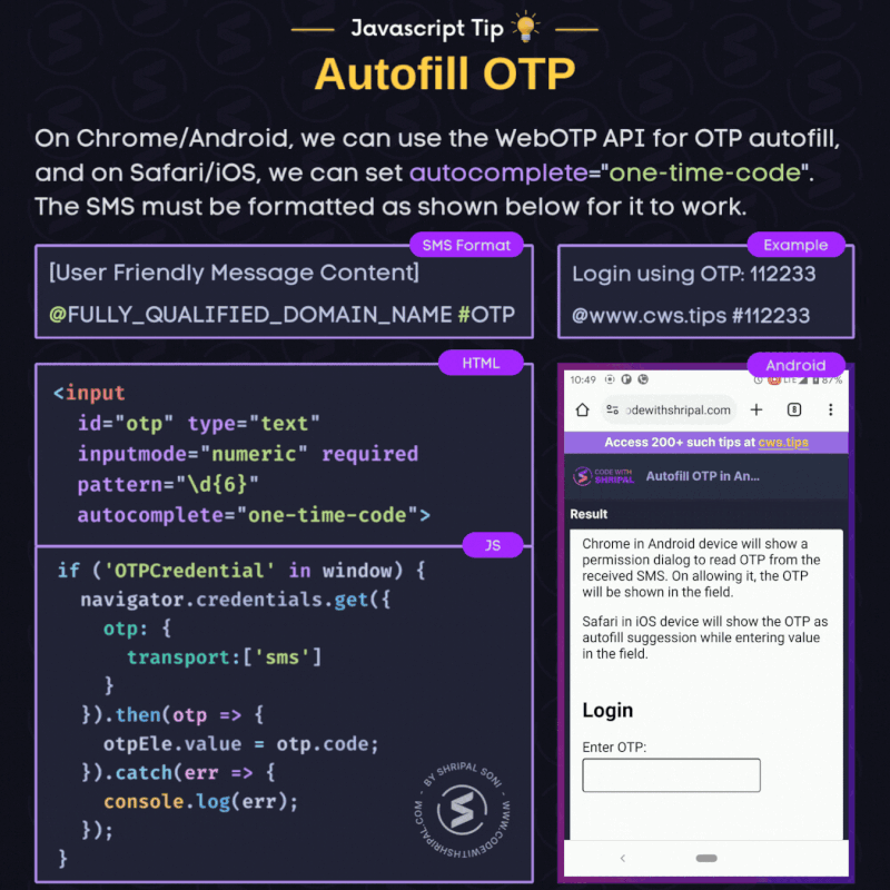Shripal Soni on LinkedIn: Javascript Tip 💡 Easily implement auto ... Shripal Soni on LinkedIn: Javascript Tip 💡 Easily implement auto ...