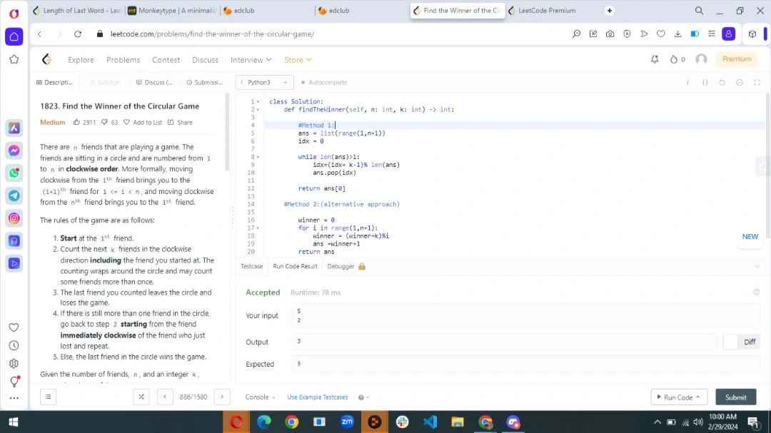 Leetcode day 18: Find the winner | Ayesha Mehmood posted on the topic ... Leetcode day 18: Find the winner | Ayesha Mehmood posted on the topic ...