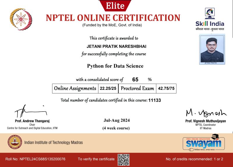 Pratik Jetani on LinkedIn: #datascience #python #nptel #dataanalysis # ... Pratik Jetani on LinkedIn: #datascience #python #nptel #dataanalysis # ...