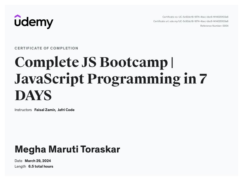 Megha Toraskar on LinkedIn: #javascript #udemy #javascript #fresher # ... Megha Toraskar on LinkedIn: #javascript #udemy #javascript #fresher # ...