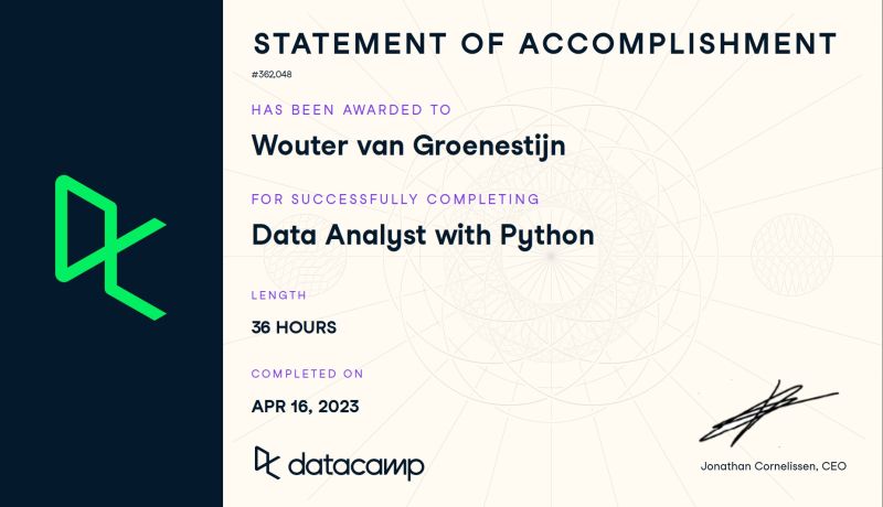 Wouter van Groenestijn على LinkedIn: #python #datacamp #dataanalytics # ... Wouter van Groenestijn على LinkedIn: #python #datacamp #dataanalytics # ...