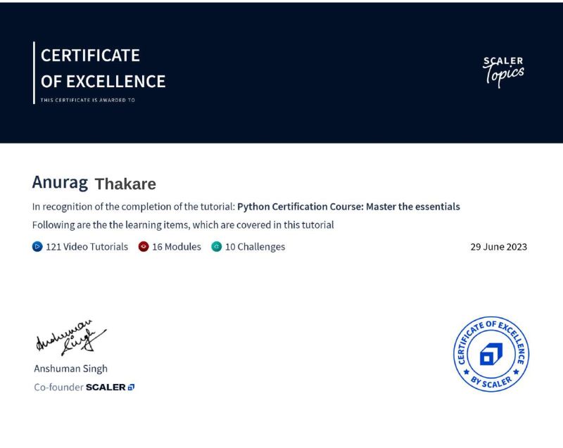 Anurag Thakare on LinkedIn: #python #programming #pythoncertification # ... Anurag Thakare on LinkedIn: #python #programming #pythoncertification # ...