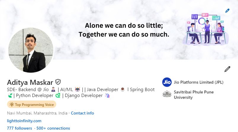 Honored to be a Top Programming Voice on LinkedIn | Aditya Maskar ... Honored to be a Top Programming Voice on LinkedIn | Aditya Maskar ...