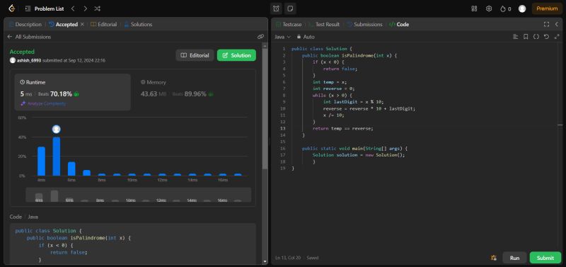 Day 1 of LeetCode challenge: solved Palindrome Number | Ashish Agrawal ... Day 1 of LeetCode challenge: solved Palindrome Number | Ashish Agrawal ...