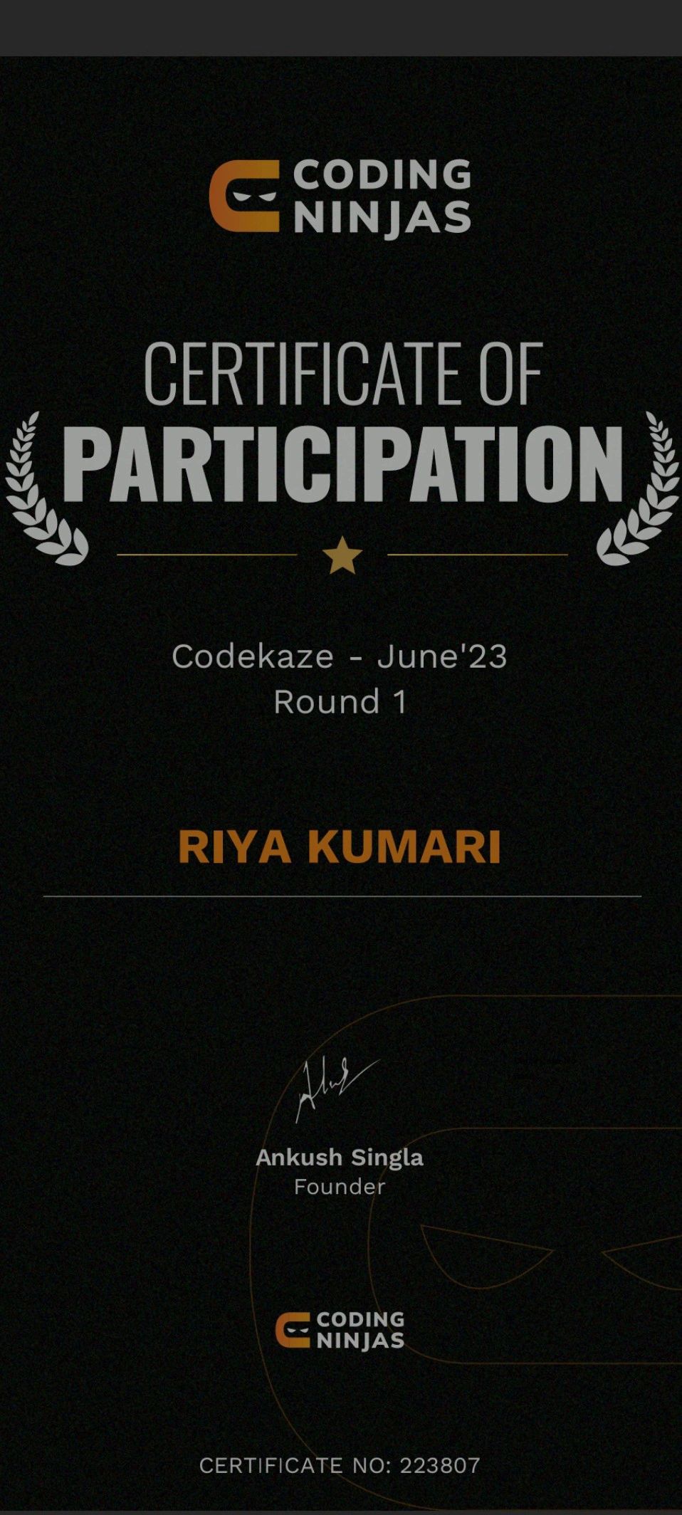 Coding Ninja Participation #coding #codingchallenge #codingninjas ... Coding Ninja Participation #coding #codingchallenge #codingninjas ...
