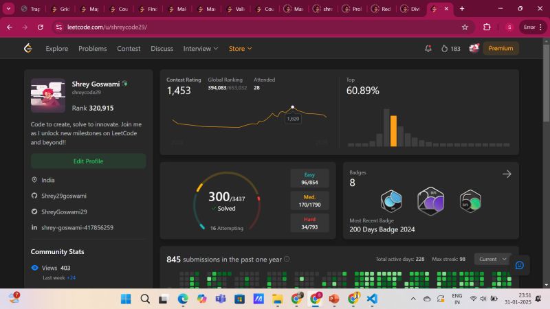 Shrey Goswami on LinkedIn: #triple_century_unlocked #leetcode # ... Shrey Goswami on LinkedIn: #triple_century_unlocked #leetcode # ...