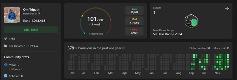 Om Tripathi on LinkedIn: #leetcode #dsa #codingjourney #achievement # ... Om Tripathi on LinkedIn: #leetcode #dsa #codingjourney #achievement # ...