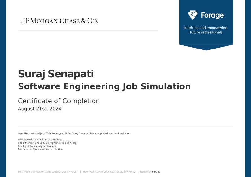 Suraj Senapati on LinkedIn: #jpmorganchase #forage #jobsimulation # ... Suraj Senapati on LinkedIn: #jpmorganchase #forage #jobsimulation # ...