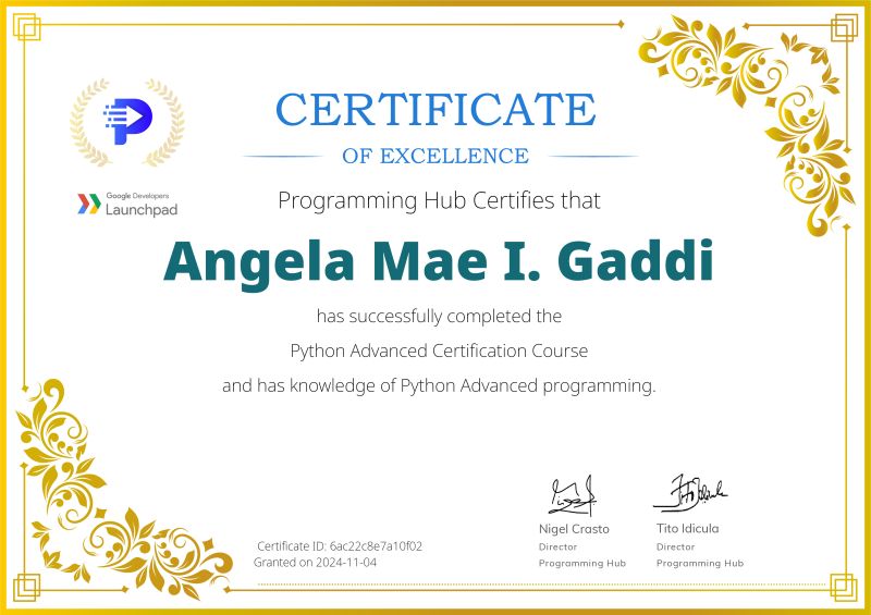ANGELA MAE GADDI on LinkedIn: Python Advanced Programming 🌟 ANGELA MAE GADDI on LinkedIn: Python Advanced Programming 🌟