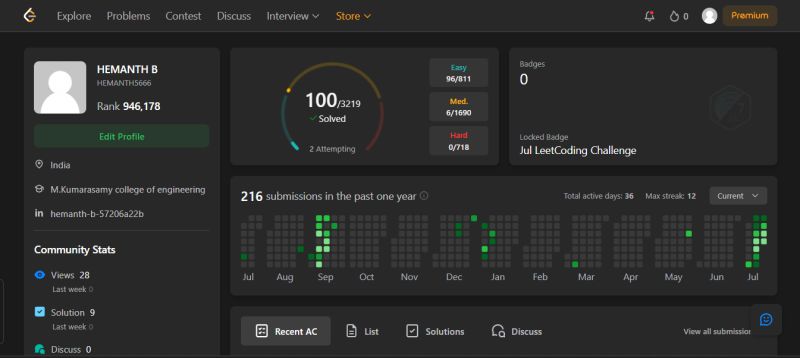HEMANTH B on LinkedIn: #leetcode #100problemssolved #techjourney ... HEMANTH B on LinkedIn: #leetcode #100problemssolved #techjourney ...