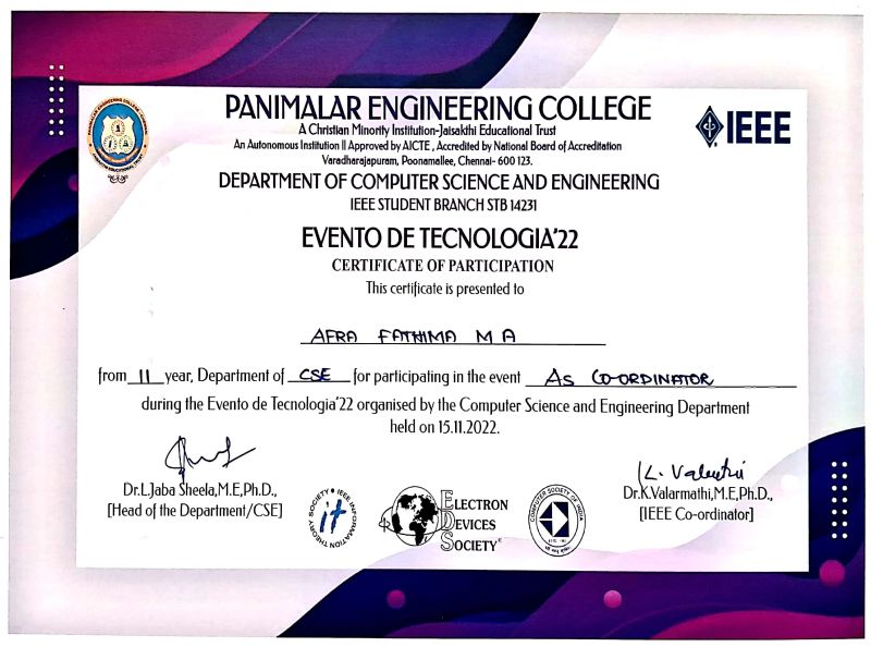 #ieee #eventcoordination | AFRA FATHIMA M A #ieee #eventcoordination | AFRA FATHIMA M A