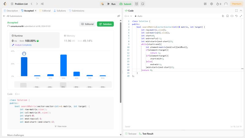 Day 83 of #100DaysOfCode challenge: Search in a matrix | Raman Kumar ... Day 83 of #100DaysOfCode challenge: Search in a matrix | Raman Kumar ...