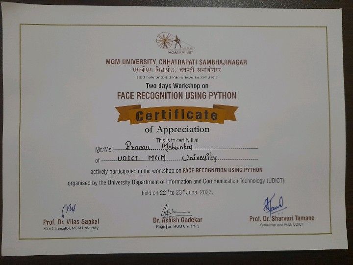 Pranav Mehunkar on LinkedIn: #python #facerecognition Pranav Mehunkar on LinkedIn: #python #facerecognition