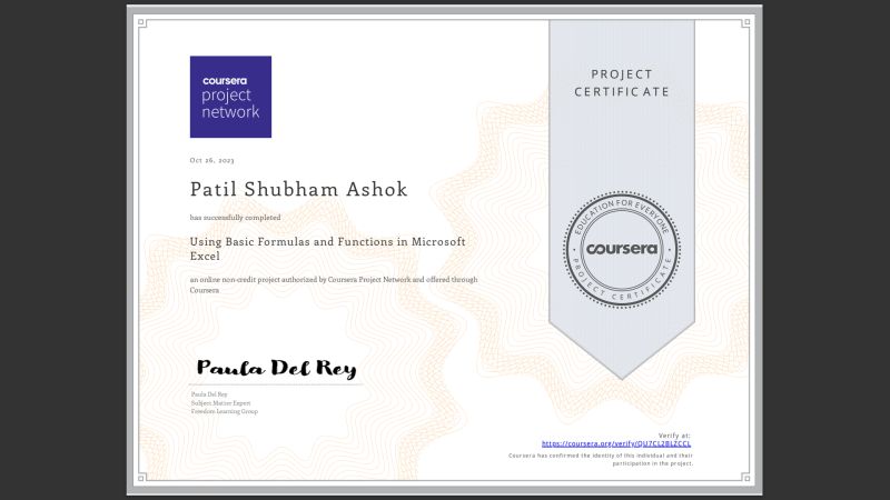 Patil Shubham on LinkedIn: Completed Basic Formulas and Functions in ... Patil Shubham on LinkedIn: Completed Basic Formulas and Functions in ...