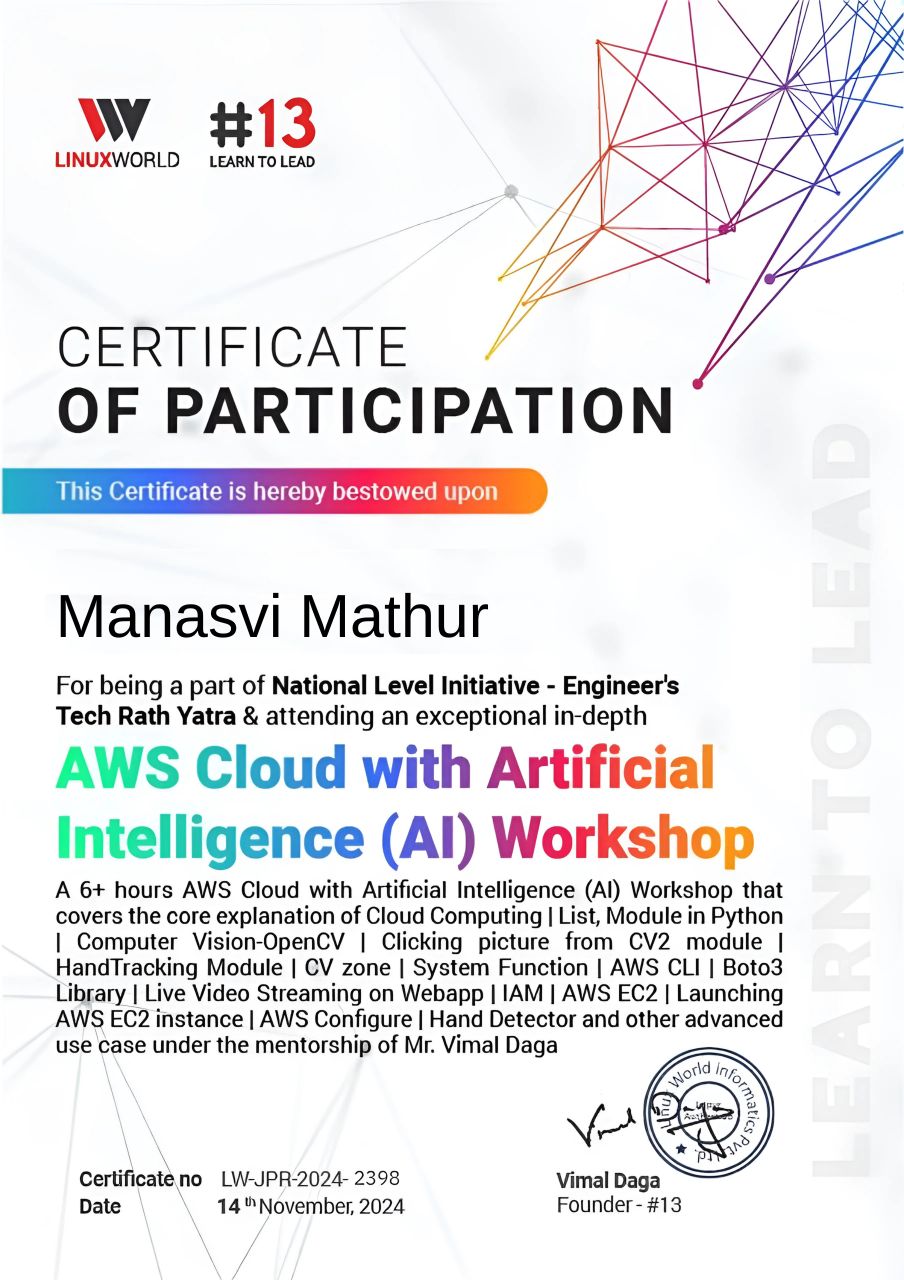 Manasvi Mathur on LinkedIn: #aws #artificialintelligence #cloudtech # ... Manasvi Mathur on LinkedIn: #aws #artificialintelligence #cloudtech # ...