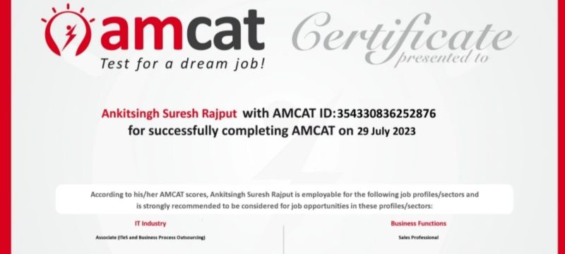 Rajput Ankitsingh on LinkedIn: Amcat Certificate Rajput Ankitsingh on LinkedIn: Amcat Certificate