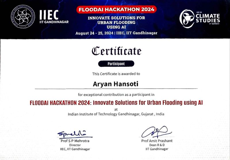 Aryan Hansoti on LinkedIn: #floodai #iitgn #hackathon #teamiota Aryan Hansoti on LinkedIn: #floodai #iitgn #hackathon #teamiota