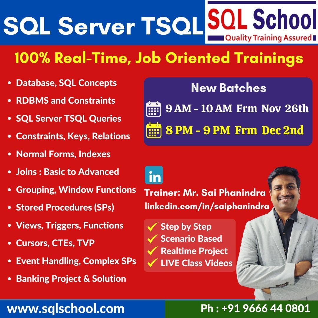 Sai Phanindra on LinkedIn: #sql #sqlserver #sqlservertsql #sqlschool # ... Sai Phanindra on LinkedIn: #sql #sqlserver #sqlservertsql #sqlschool # ...