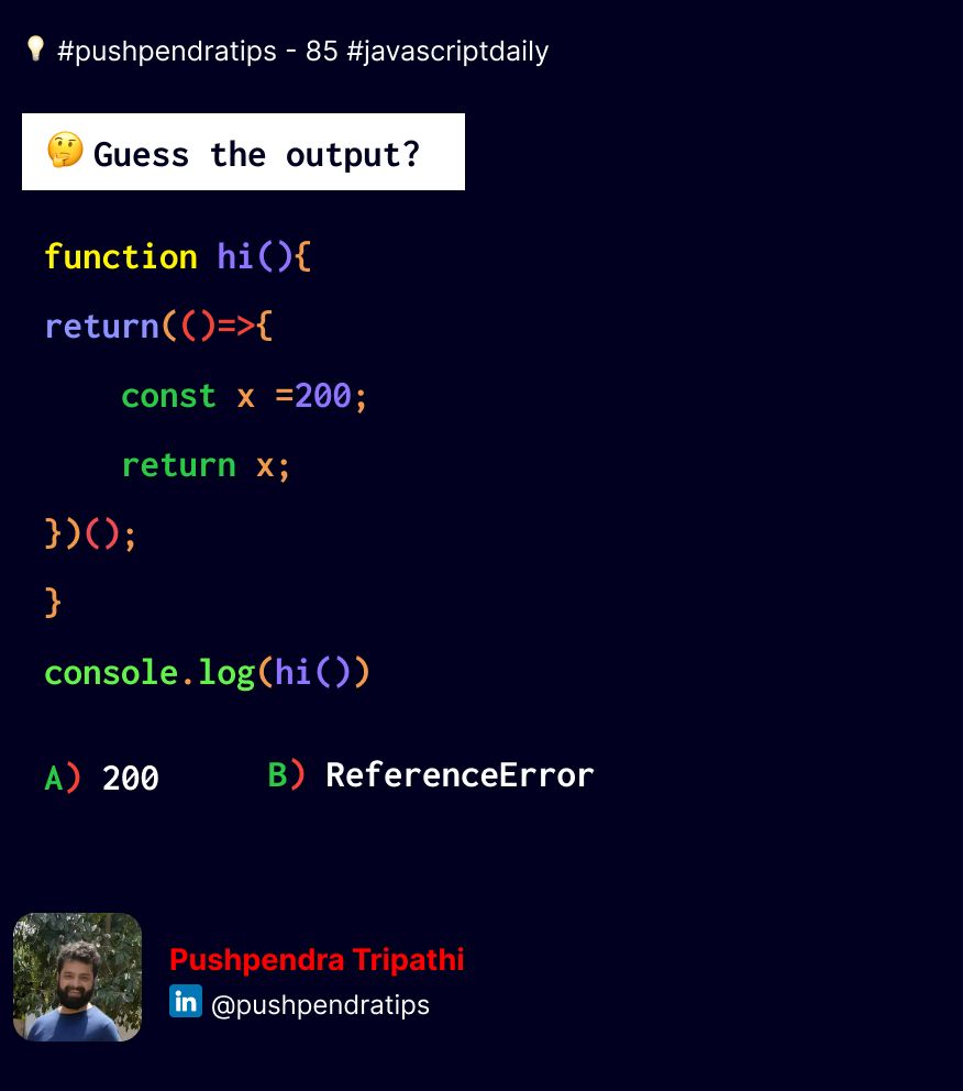 Pushpendra Tripathi on LinkedIn: #pushpendratips #javascriptdaily # ... Pushpendra Tripathi on LinkedIn: #pushpendratips #javascriptdaily # ...