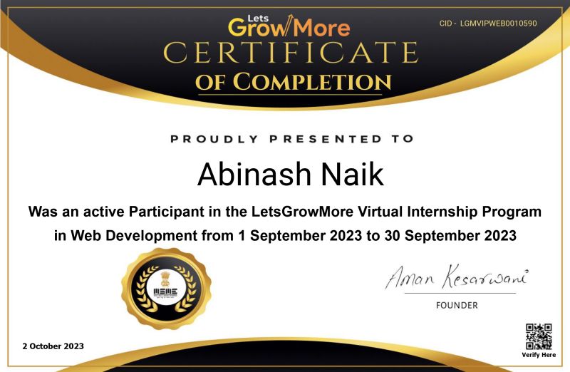 Abinash Naik on LinkedIn: #webdevelopment #internship #letsgrowmore # ... Abinash Naik on LinkedIn: #webdevelopment #internship #letsgrowmore # ...