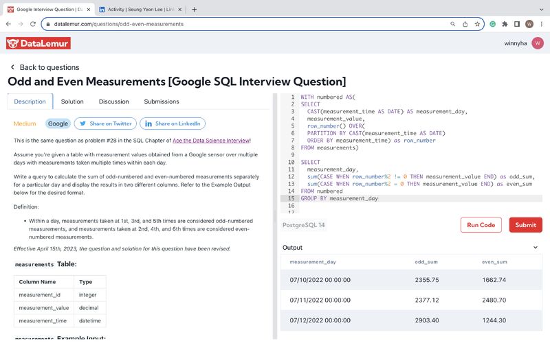 Seung Yeon Lee on LinkedIn: Google SQL Interview Question solved by ... Seung Yeon Lee on LinkedIn: Google SQL Interview Question solved by ...