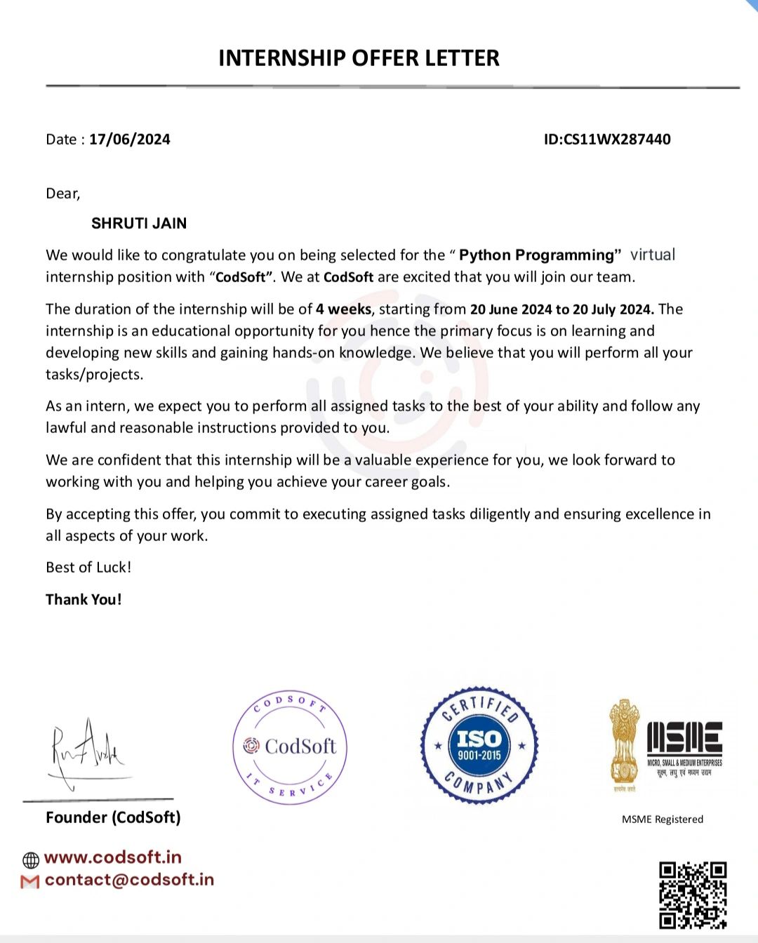 Excited to share that I've received an internship offer for Python ... Excited to share that I've received an internship offer for Python ...