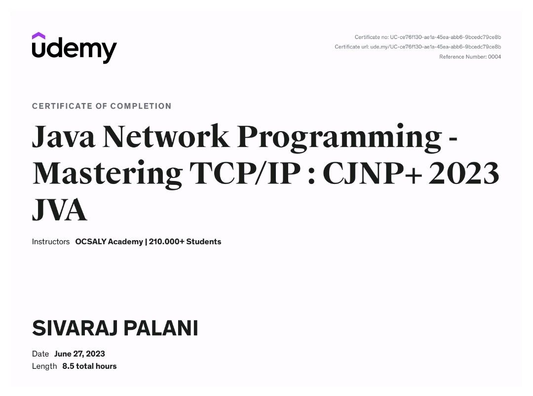 SIVARAJ PALANI on LinkedIn: #network #java #programming #udemy SIVARAJ PALANI on LinkedIn: #network #java #programming #udemy