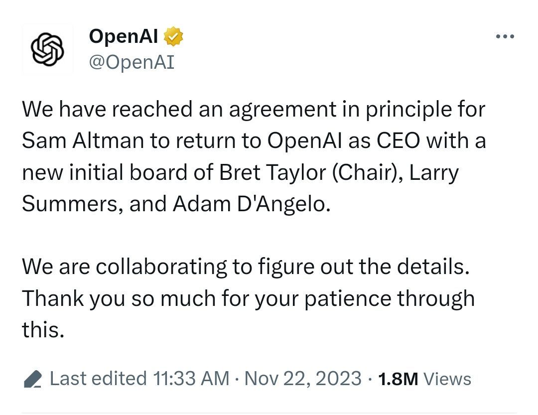 subhojit banerjee on LinkedIn: #openai #trust #fiasco subhojit banerjee on LinkedIn: #openai #trust #fiasco