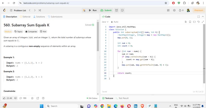 #dsa #hashmap #prefixsum #problemsolving #codingchallenge #day40 ... #dsa #hashmap #prefixsum #problemsolving #codingchallenge #day40 ...