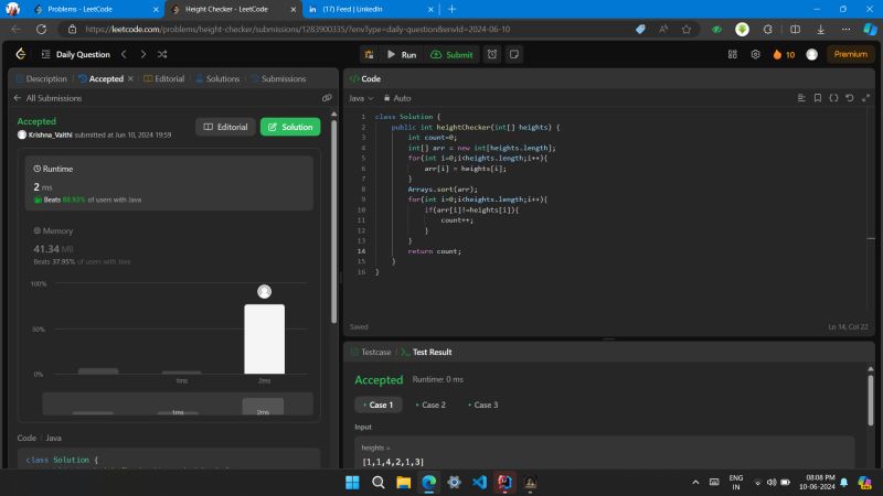 Resolved LeetCode problem 1051 | Krishna Vaithi posted on the topic ... Resolved LeetCode problem 1051 | Krishna Vaithi posted on the topic ...