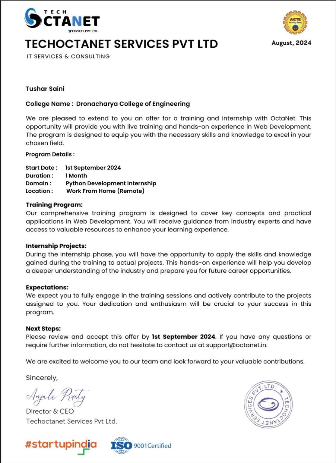 Tushar Saini on LinkedIn: #pythondevelopment #internship #octanet Tushar Saini on LinkedIn: #pythondevelopment #internship #octanet