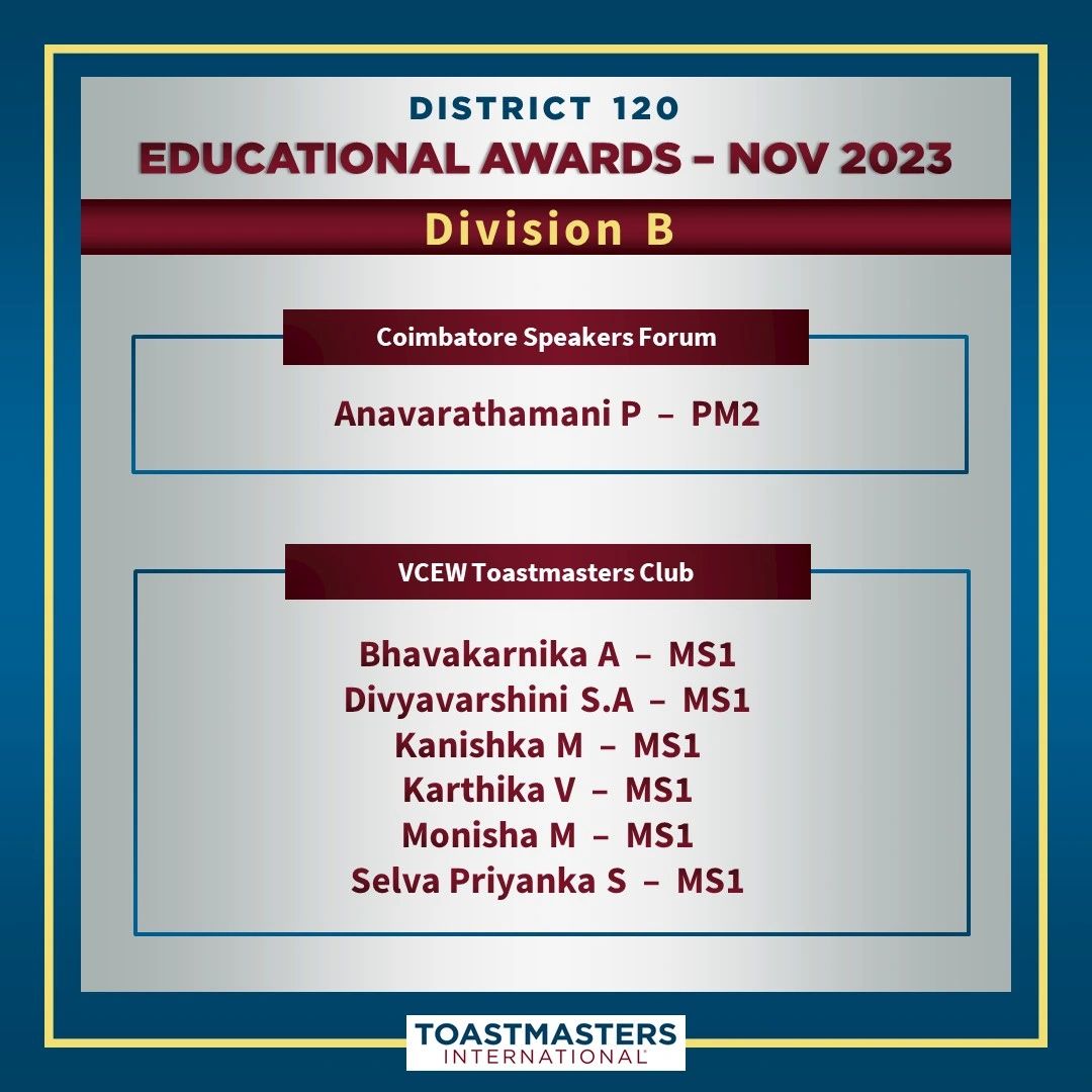 Kanishka Matheswaran on LinkedIn: #vcewtoastmastersclub #personalgrowth Kanishka Matheswaran on LinkedIn: #vcewtoastmastersclub #personalgrowth