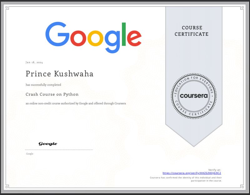 Finished a Python crash course with Christine Rafla | Prince Kushwaha ... Finished a Python crash course with Christine Rafla | Prince Kushwaha ...