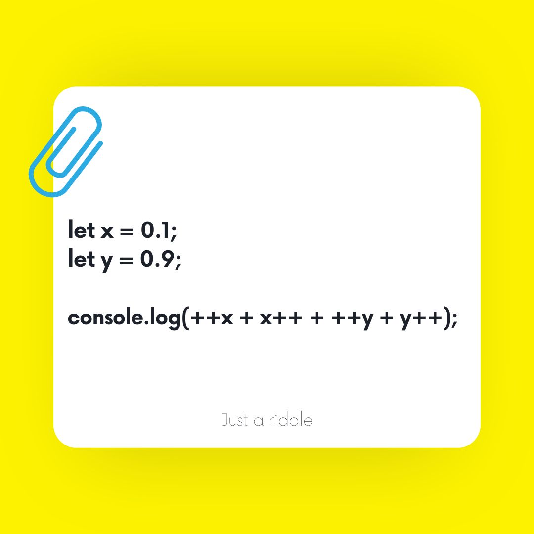 Santhiya Kodeeswaran on LinkedIn: #riddle #javascript Santhiya Kodeeswaran on LinkedIn: #riddle #javascript