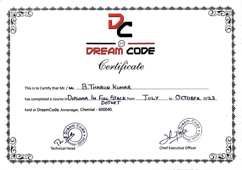 Tharun Kumar on LinkedIn: I Completed My .NET course with proficiency ... Tharun Kumar on LinkedIn: I Completed My .NET course with proficiency ...