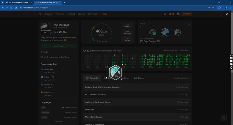 Arun Thangavel on LinkedIn: LeetCode ๐ Successfully Completed the ... Arun Thangavel on LinkedIn: LeetCode ๐ Successfully Completed the ...