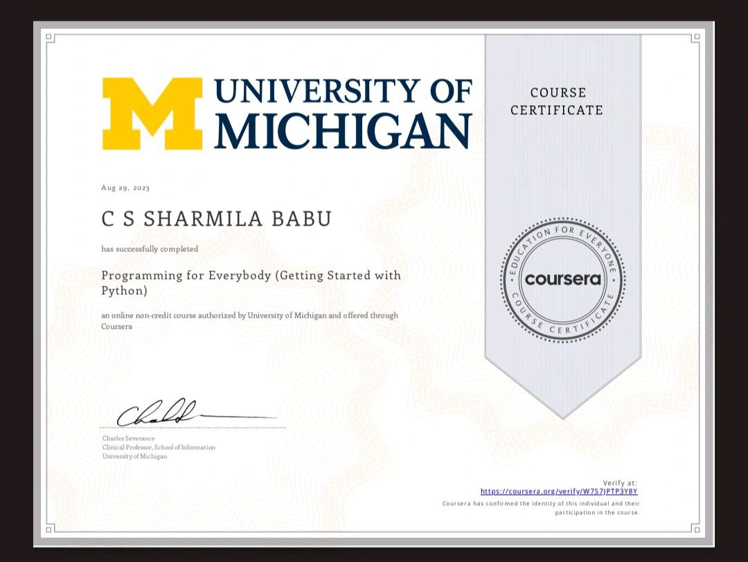 SHARMILA BABU C S on LinkedIn: #python #programming SHARMILA BABU C S on LinkedIn: #python #programming