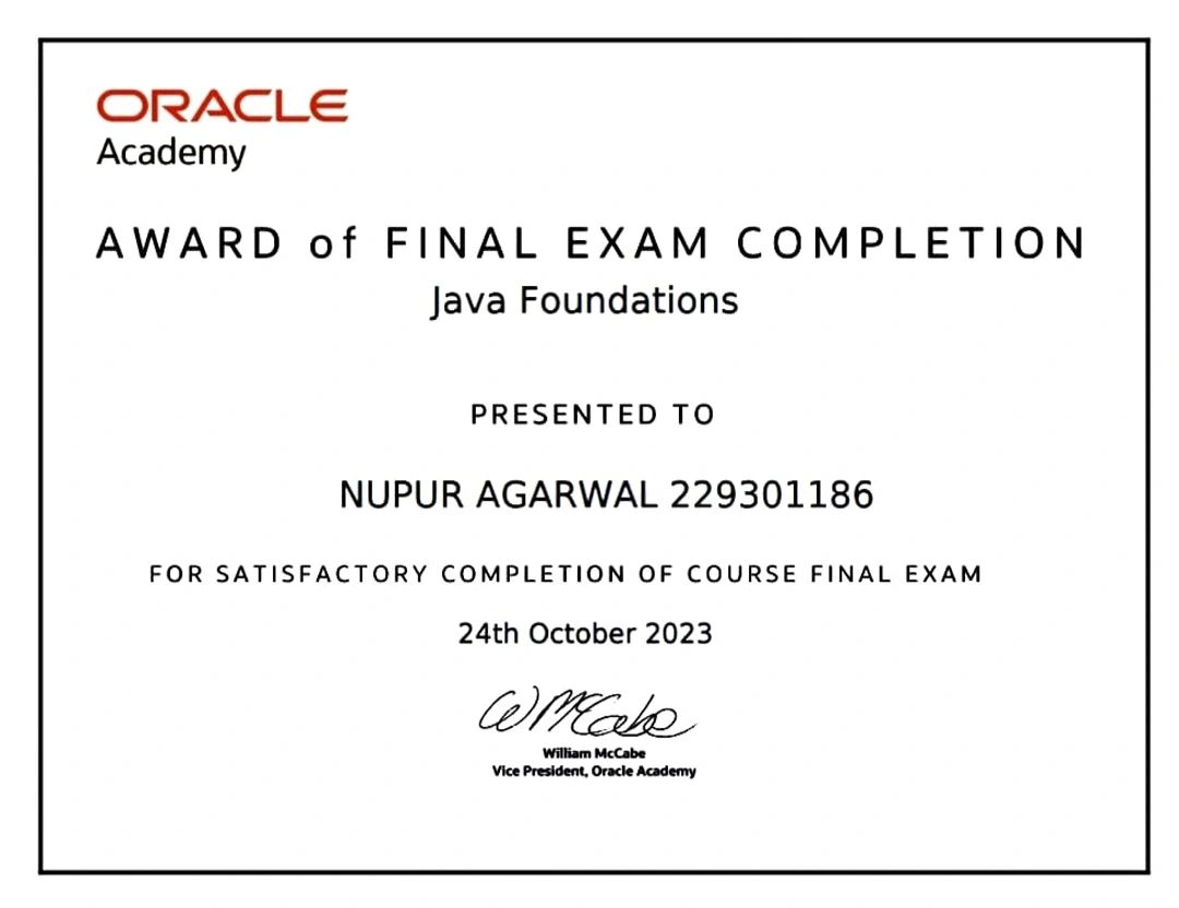 Nupur Agarwal on LinkedIn: #javaprogramming #certificatecomplete #java ... Nupur Agarwal on LinkedIn: #javaprogramming #certificatecomplete #java ...