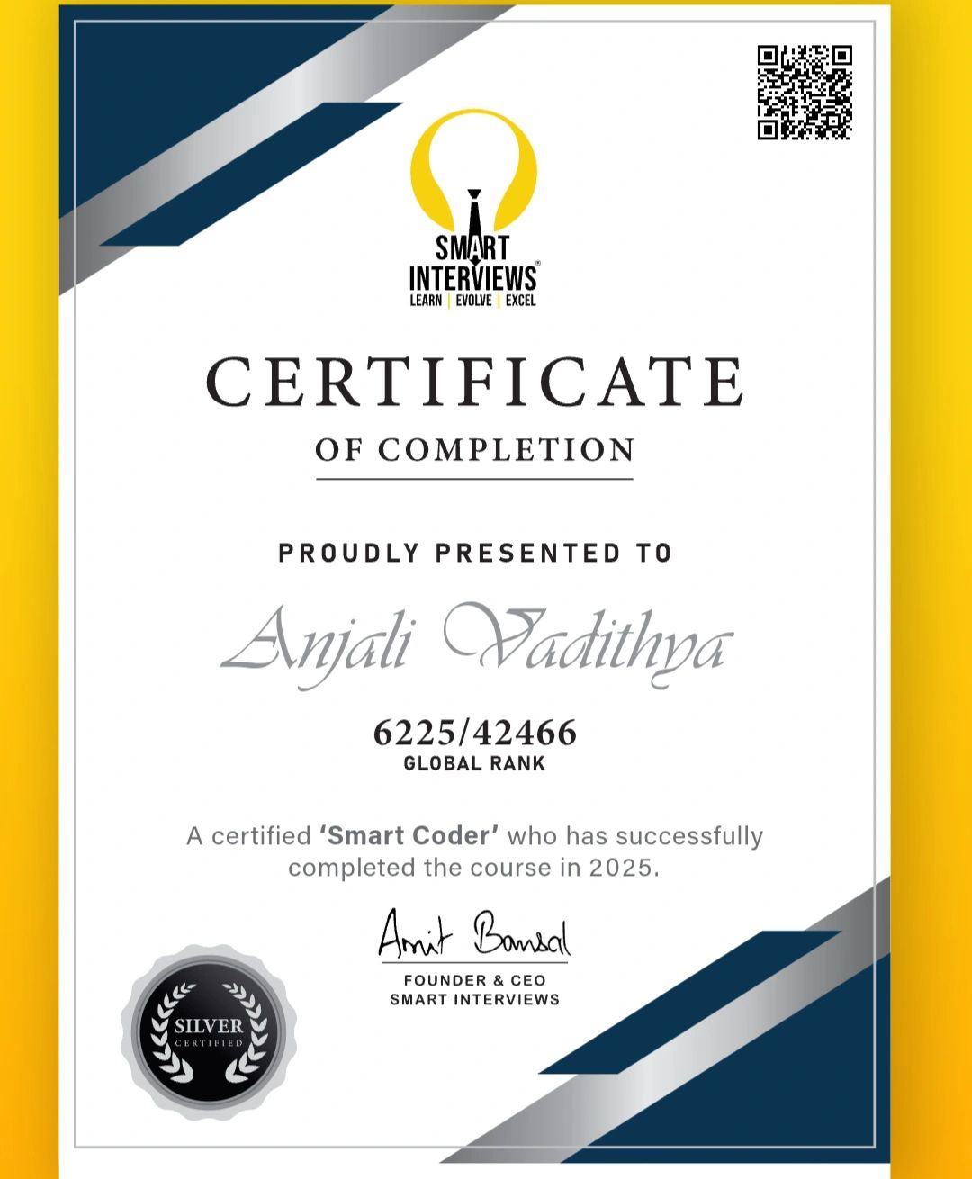 🌟 **Thrilled to Share My Achievement!** 🌟 | Anjali Vadithya 🌟 **Thrilled to Share My Achievement!** 🌟 | Anjali Vadithya
