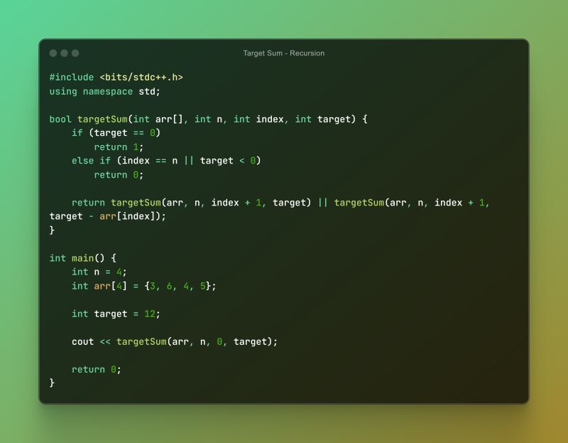 Recursion: Day 9: Target Sum Puzzle | Soumil Agarwal posted on the ... Recursion: Day 9: Target Sum Puzzle | Soumil Agarwal posted on the ...