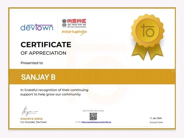 Sanjay B on LinkedIn: Thanks DevTown for making this fabulous opportunity Sanjay B on LinkedIn: Thanks DevTown for making this fabulous opportunity