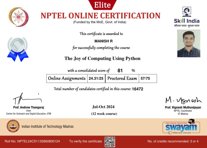 Manish R on LinkedIn: #python #programming #nptel #learning # ... Manish R on LinkedIn: #python #programming #nptel #learning # ...