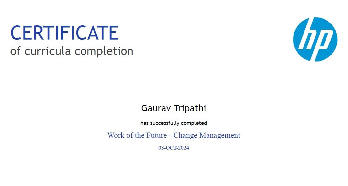 Gaurav Tripathi on LinkedIn: #changemanagement #certification Gaurav Tripathi on LinkedIn: #changemanagement #certification