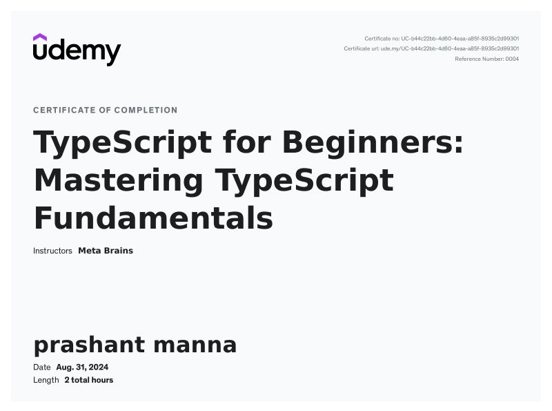 Prashant Dilip Manna on LinkedIn: I just completed my Typescript ... Prashant Dilip Manna on LinkedIn: I just completed my Typescript ...