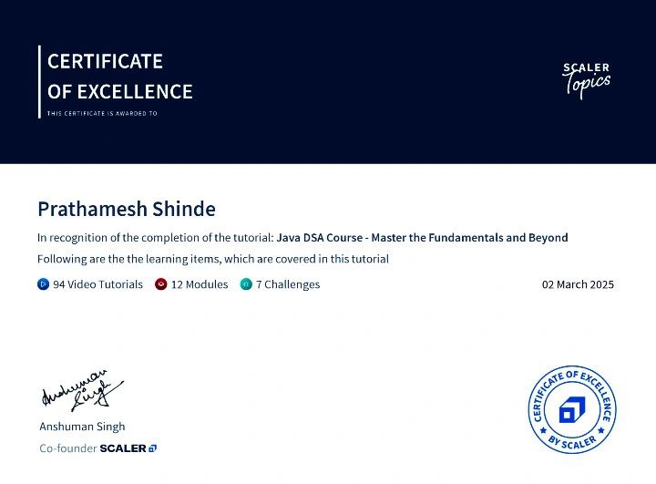 Prathamesh Shinde on LinkedIn: #dsa #java #scaler #coding #learning # ... Prathamesh Shinde on LinkedIn: #dsa #java #scaler #coding #learning # ...