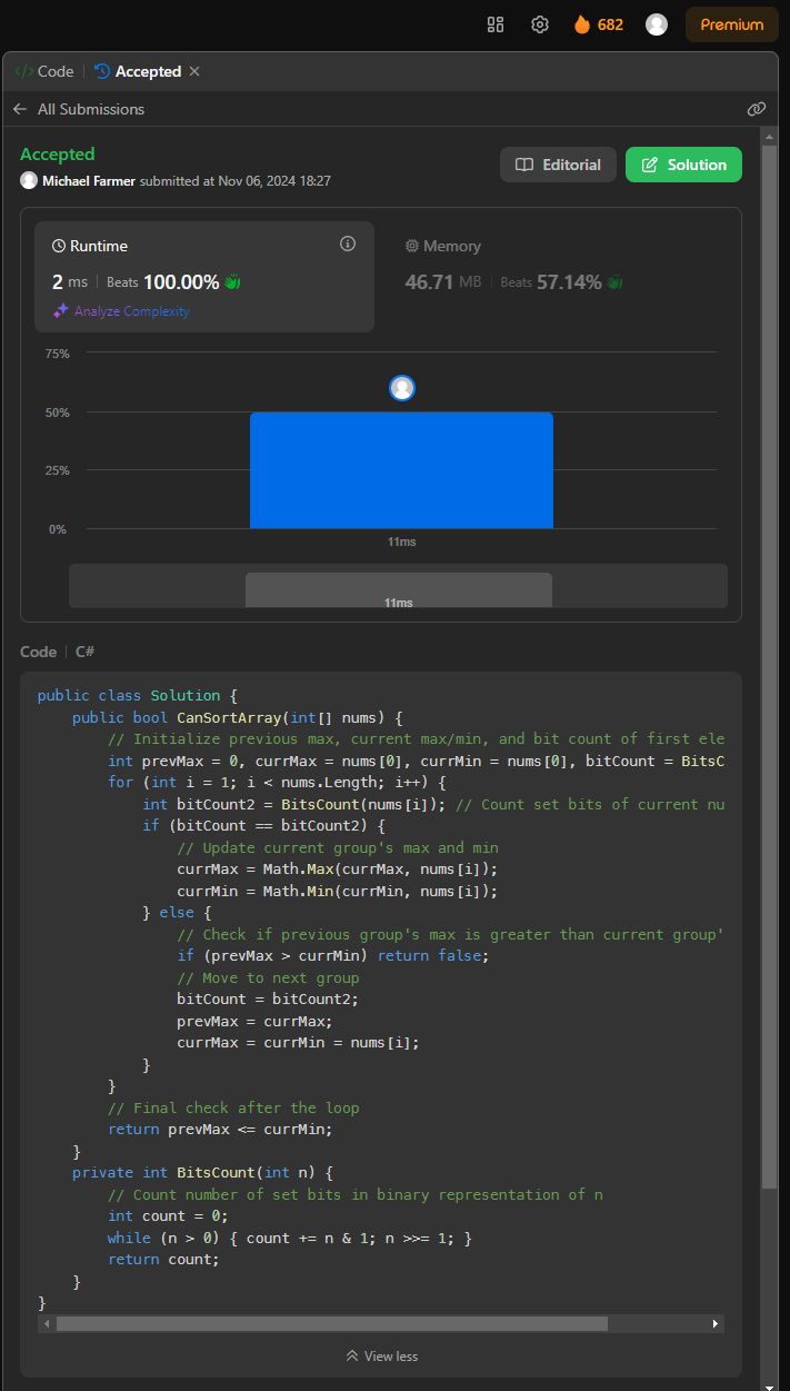 Michael Farmer on LinkedIn: Day 682 of Daily LeetCode | 3011. Find if ... Michael Farmer on LinkedIn: Day 682 of Daily LeetCode | 3011. Find if ...